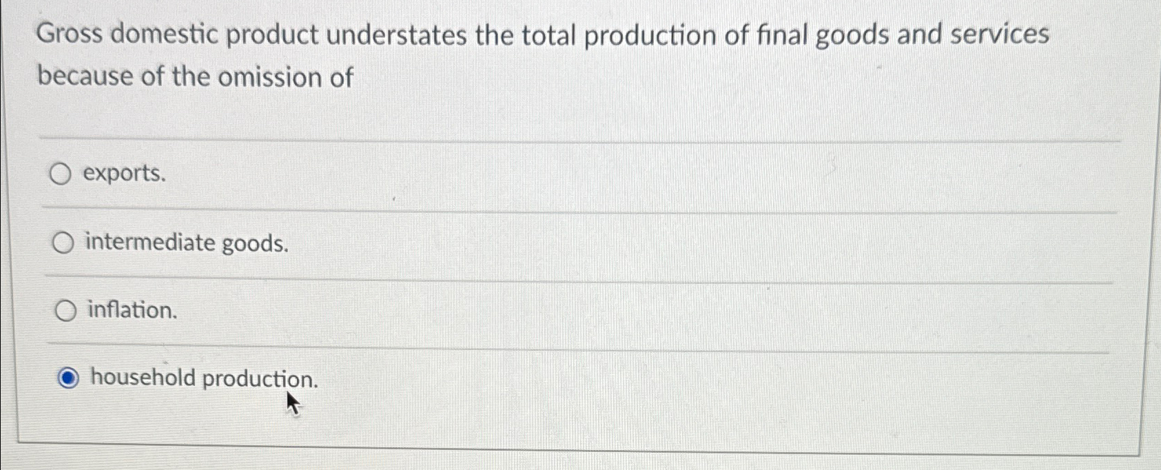 Solved Gross domestic product understates the total | Chegg.com