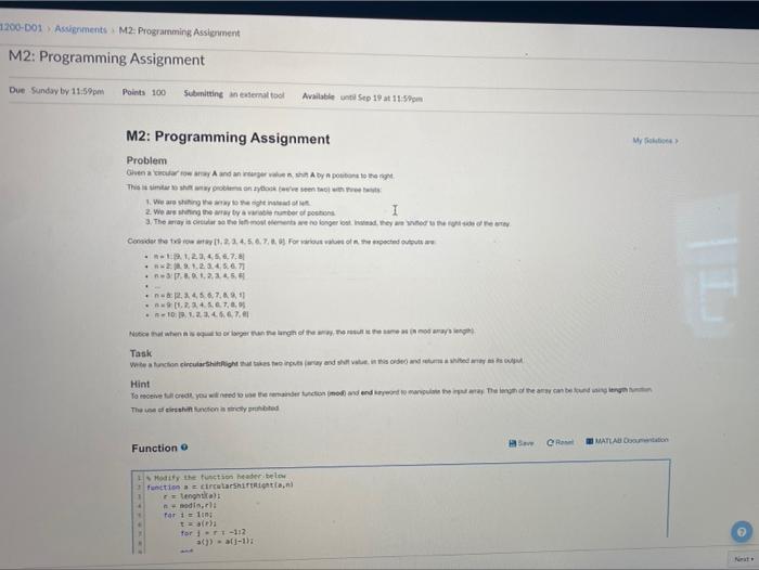 Solved 1200-101 Assignments M2. Programming Assignment M2: | Chegg.com