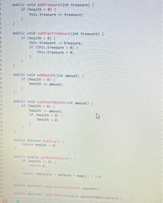 Solved public abstract void attack (Monster opponent): | Chegg.com
