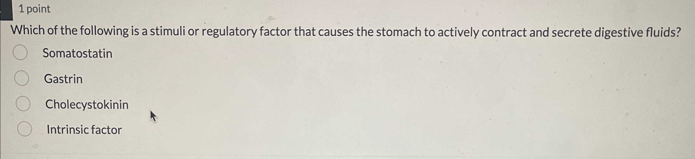 Solved 1 ﻿pointWhich of the following is a stimuli or | Chegg.com