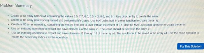 Solved Roblem Summary Create A 10 Array Named At 