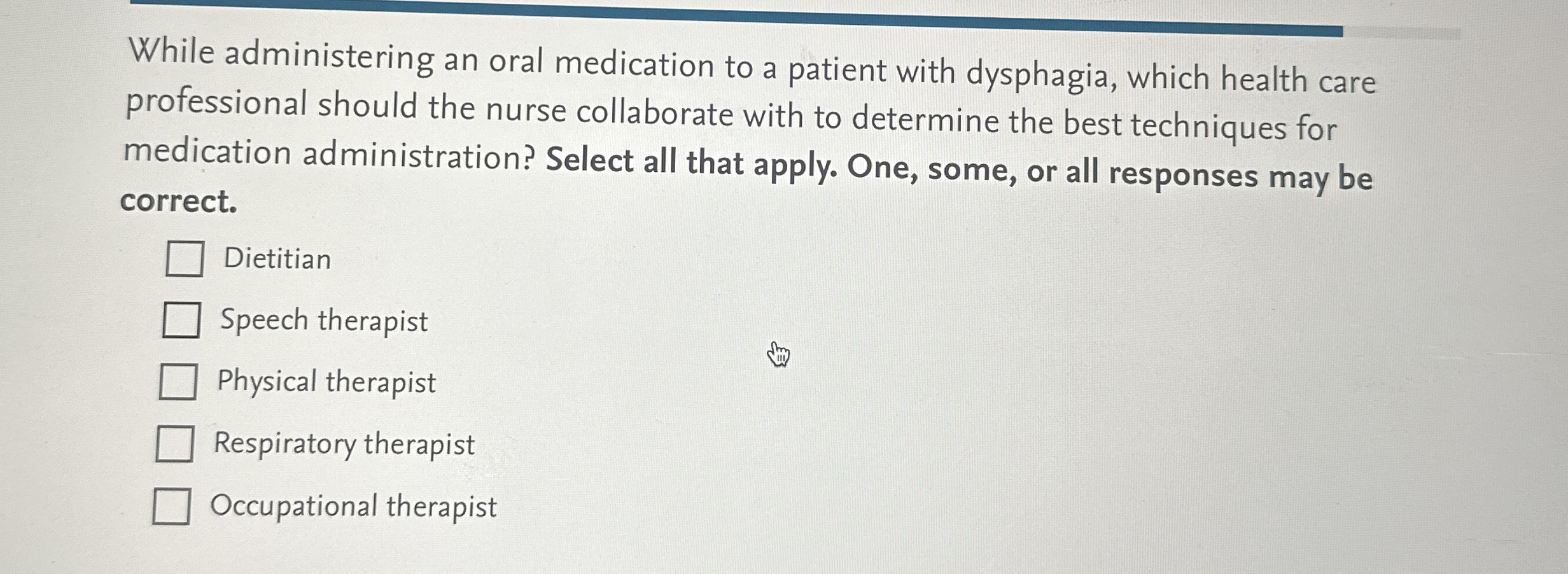 Solved While administering an oral medication to a patient | Chegg.com