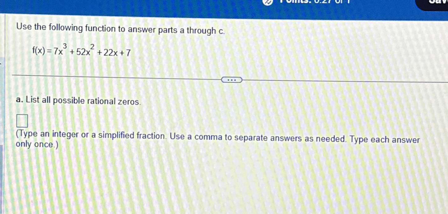 Solved Use the following function to answer parts a through | Chegg.com