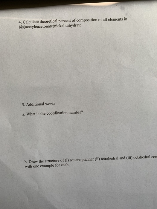 Solved 4. Calculate theoretical percent of composition of | Chegg.com