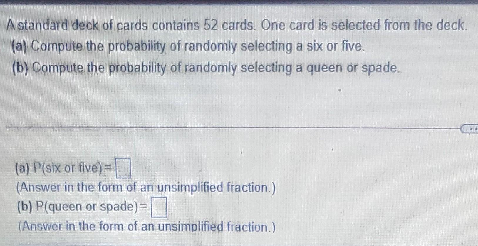 Solved A standard deck of cards contains 52 cards. One card | Chegg.com
