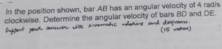 Solved In the position shown, bar AB has an angular velocity | Chegg.com