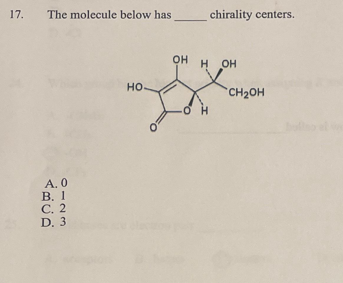 Solved The molecule below has chirality | Chegg.com