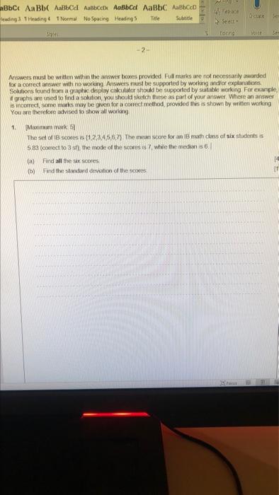 Solved BbCc AaBb AaBbCel AaBbcctx AaBbCcl AaBbC AaBbCcD | Chegg.com