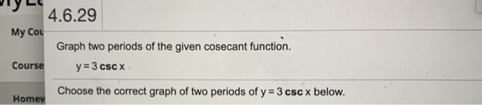 Solved "ус 4.6.29 My Co Graph two periods of the given | Chegg.com