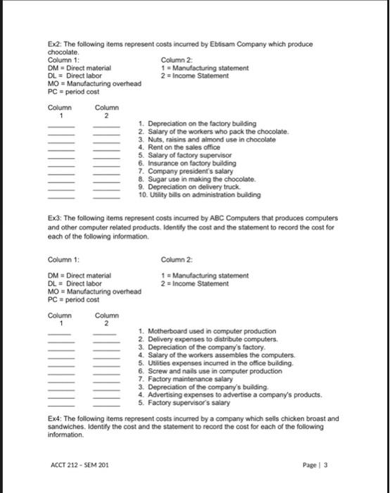Solved IMA Standard Exercise: Evaluate the following | Chegg.com