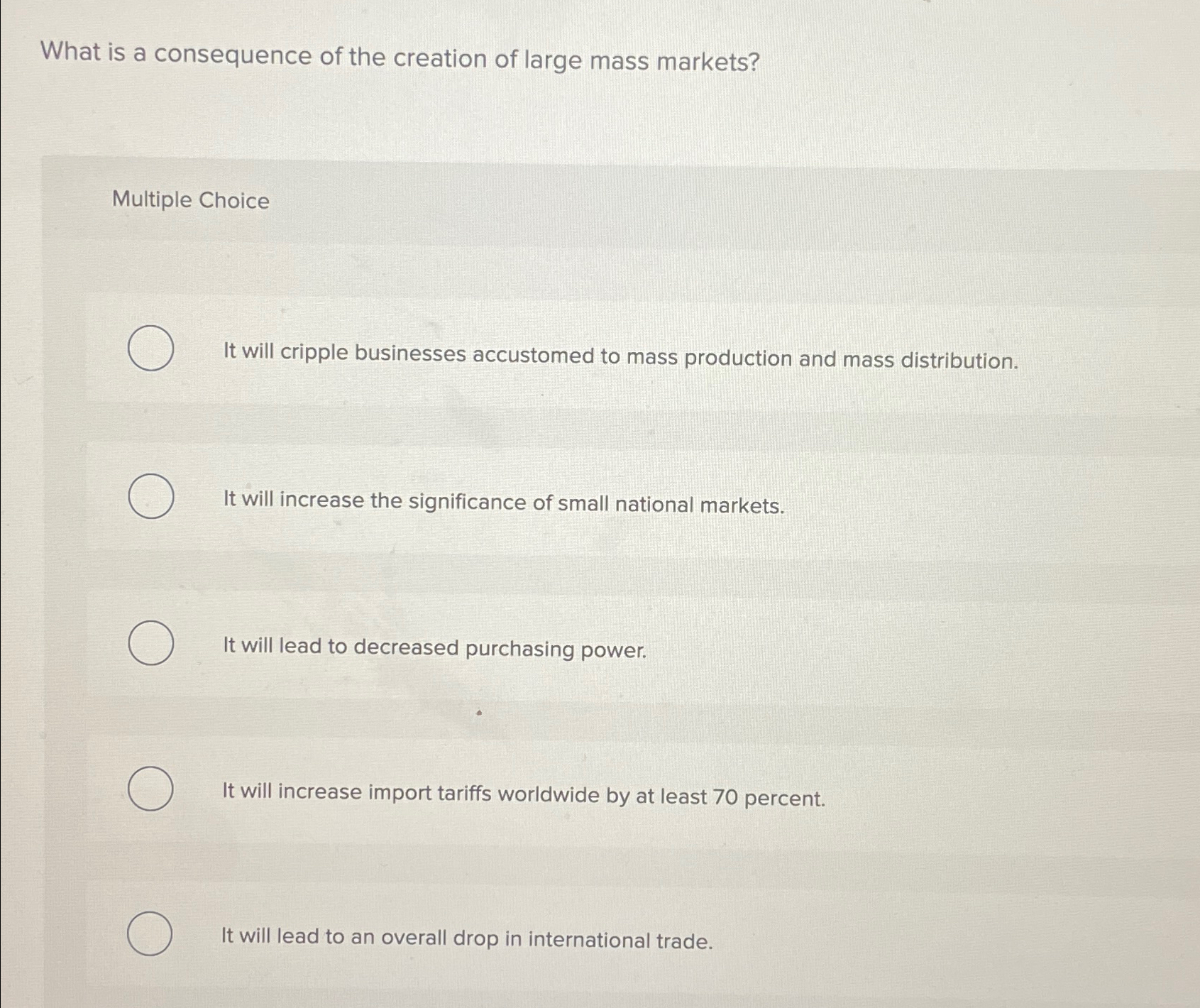 Solved What is a consequence of the creation of large mass | Chegg.com