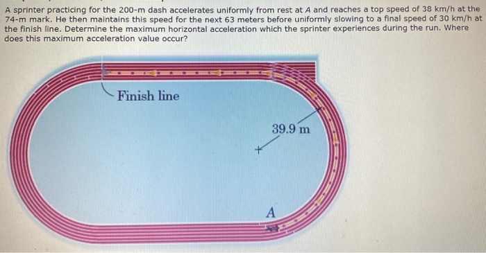 Solved A sprinter practicing for the 200-m dash accelerates | Chegg.com