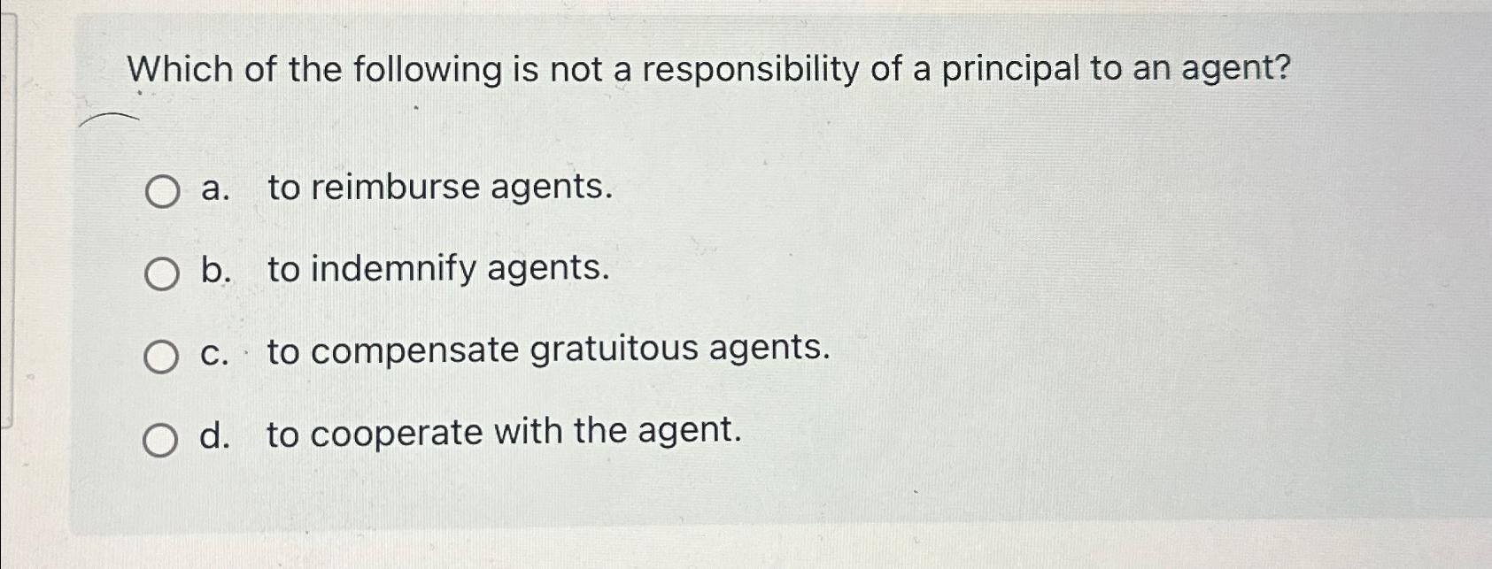 Solved Which of the following is not a responsibility of a | Chegg.com