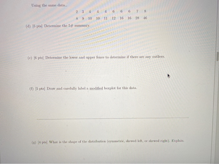 Solved Using the same data... 2 3 4 4 4 6 6 6 7 8 8 9 10 10 | Chegg.com
