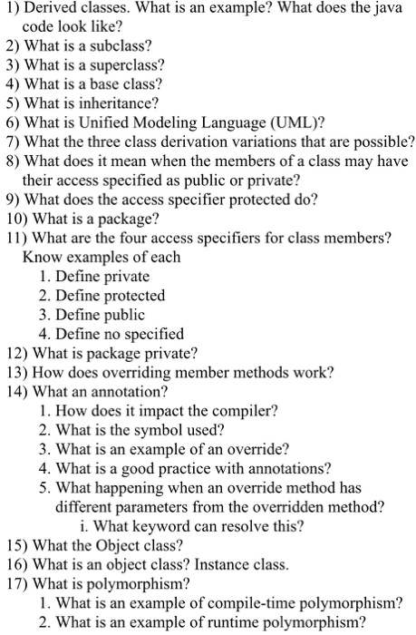Solved 1 Derived Classes What Is An Example What Does The 