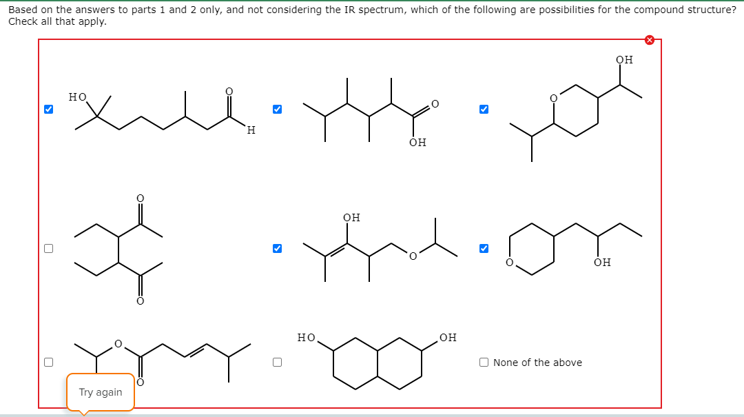 Solved Compound is C10H20O2 ﻿with 1 ﻿degree of unsaturation. | Chegg.com