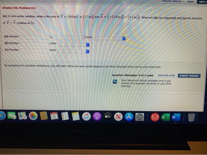 Solved PRINTER VERSION « BACK NEXT Chapter 03, Problem 011 | Chegg.com