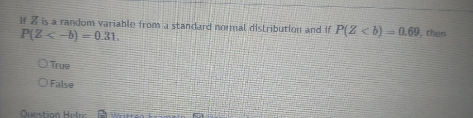 Solved If Z is a random variable from a standard normal | Chegg.com