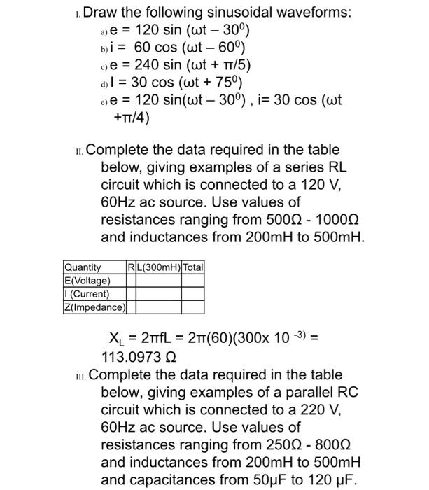 Solved 1 Draw The Following Sinusoidal Waveforms A 