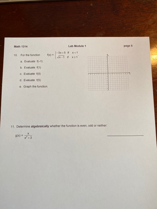 Solved Math 1314 Lab Module 1 page 3 4. Sketch the function | Chegg.com