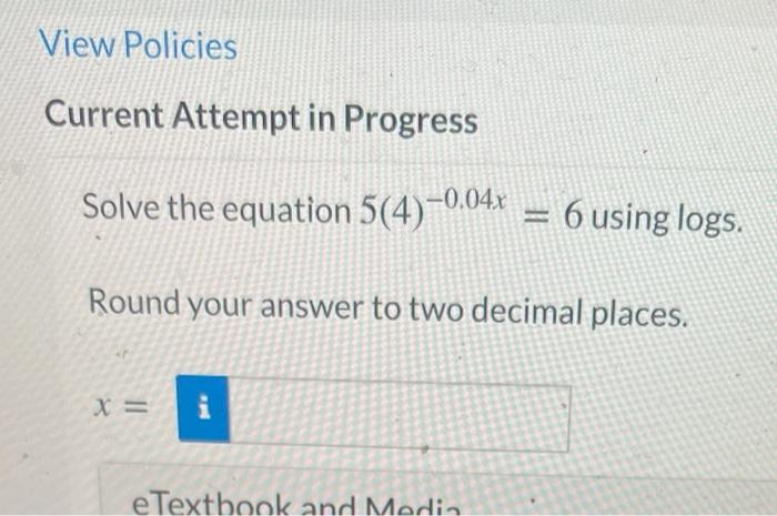 Solved View Policies Current Attempt in Progress Solve the | Chegg.com