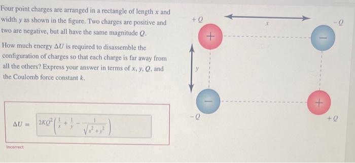 Solved Four point charges are arranged in a rectangle of | Chegg.com