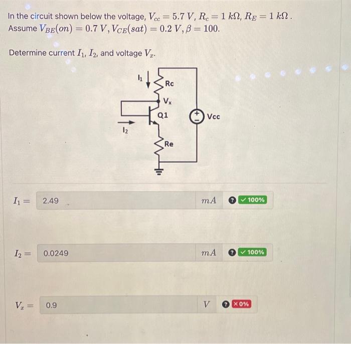 Solved In the circuit shown below the voltage, Vcc=5.7 | Chegg.com