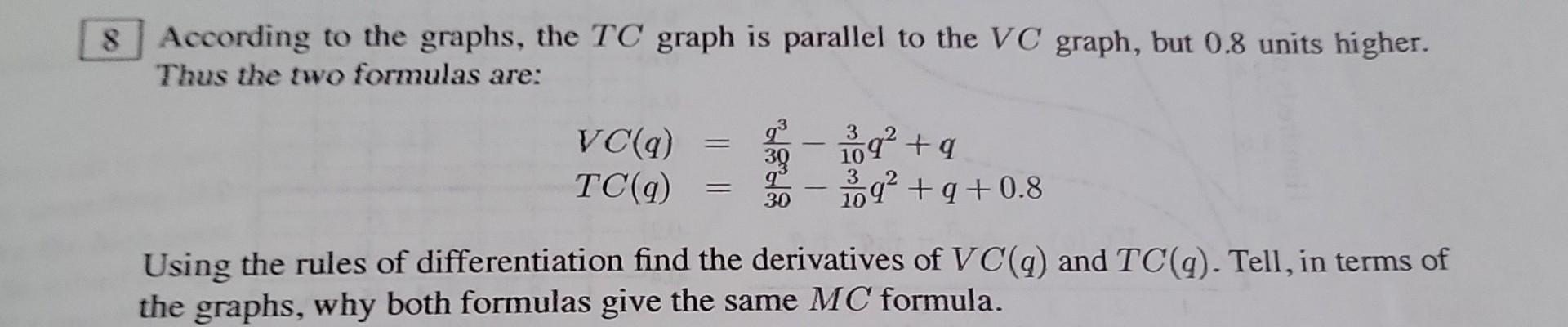 Solved According to the graphs, the TC graph is parallel to | Chegg.com