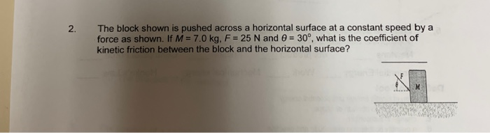 Solved 2. The block shown is pushed across a horizontal | Chegg.com