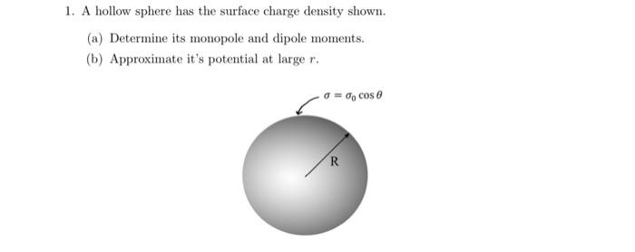 Solved 1. A hollow sphere has the surface charge density | Chegg.com