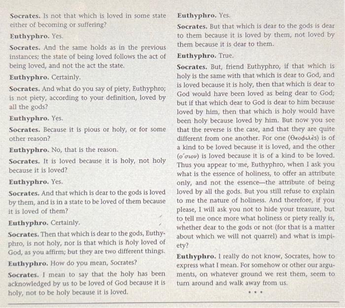 Phillips and Euthyphro Why is the dialogue between | Chegg.com