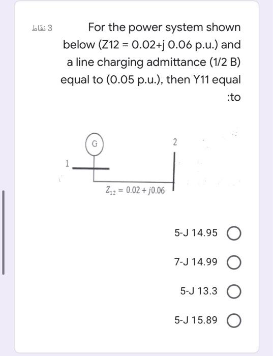 Solved 3 نقاط For the power system shown below (Z12 = | Chegg.com