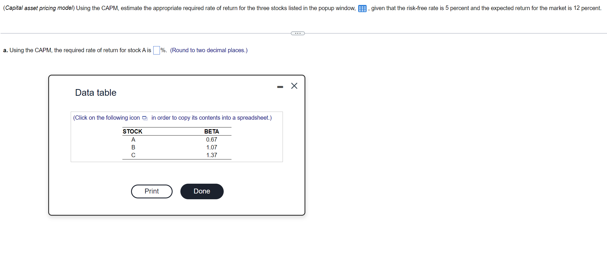A ﻿using The Capm The Required Rate Of Return For