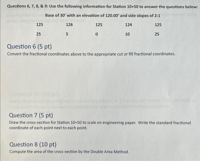 Solved Questions 6,7,8,&9: Use the following information for | Chegg.com