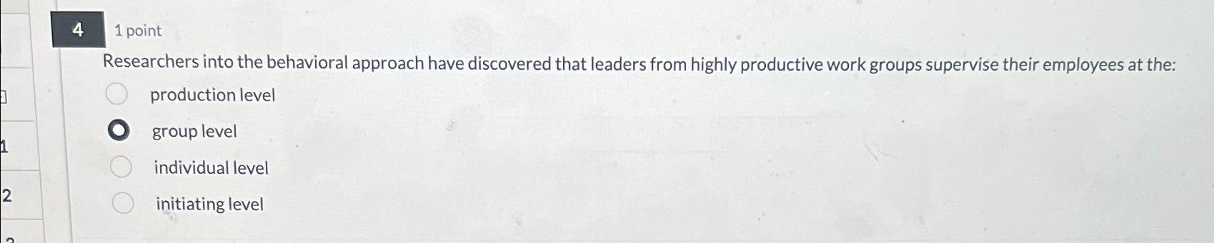 Solved 41 ﻿pointResearchers into the behavioral approach | Chegg.com