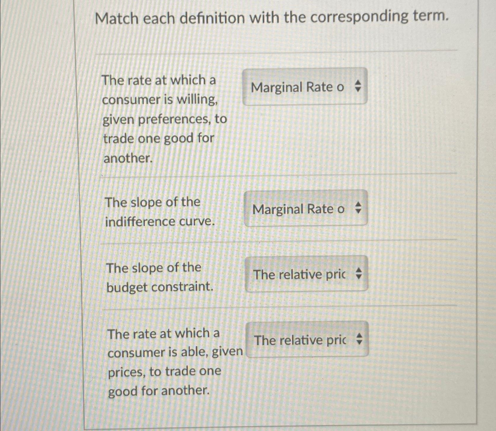Solved Match each definition with the corresponding term.The | Chegg.com