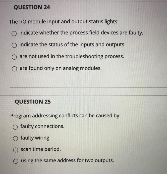 Solved Question 24 The Io Module Input And Output Status