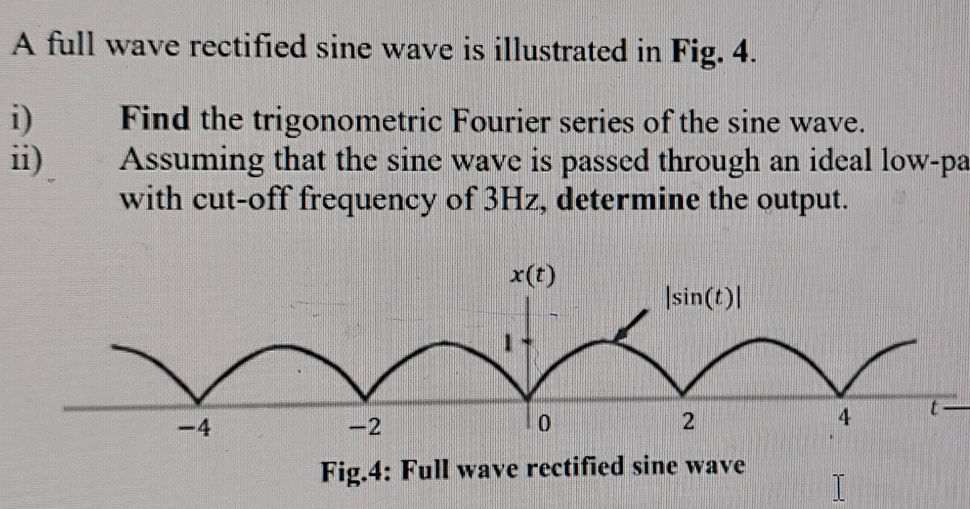 Solved A full wave rectified sine wave is illustrated in | Chegg.com