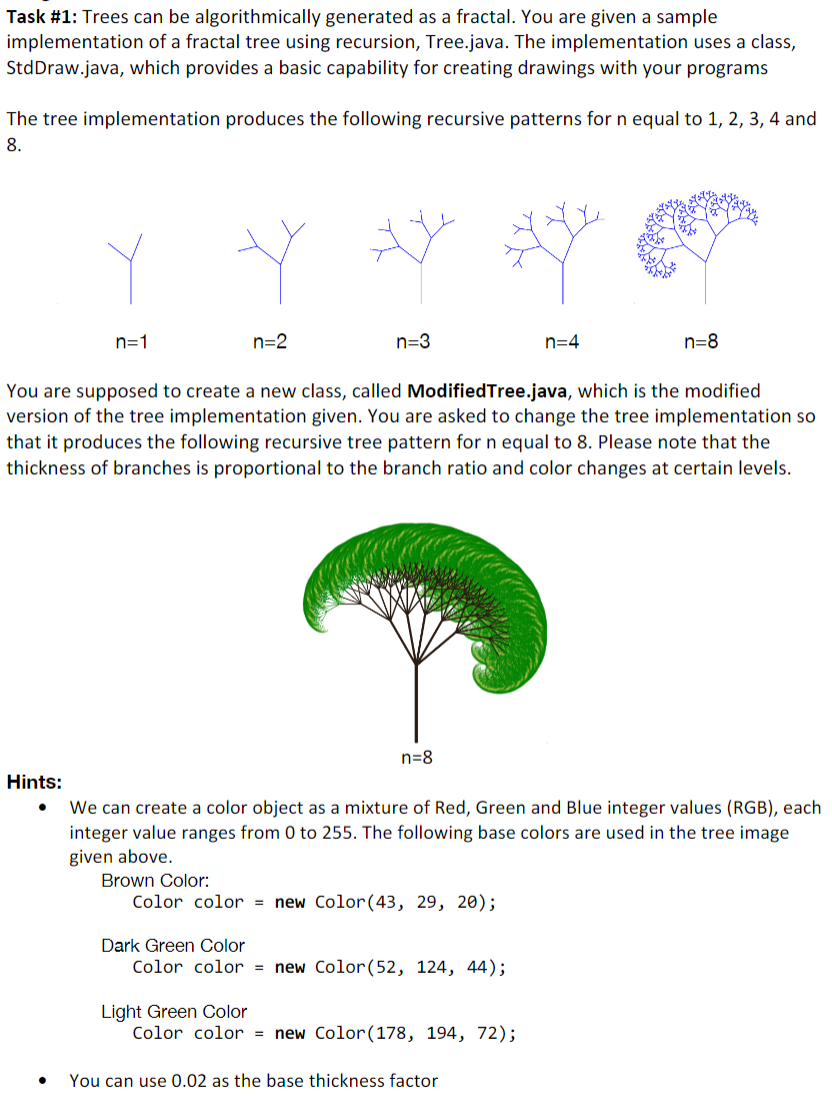 Solved Task #1: Trees can be algorithmically generated as a | Chegg.com
