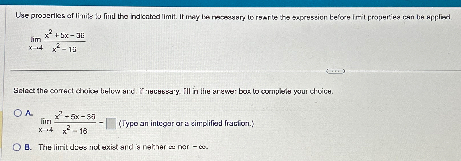 Solved Use properties of limits to find the indicated limit. | Chegg.com