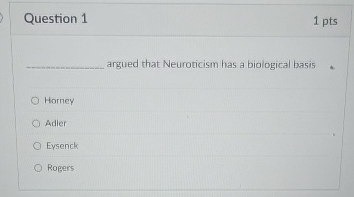 Solved Question 11 ﻿ptsq, ﻿argued that Neuroticism has a | Chegg.com