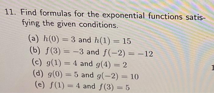 Solved 1. Find formulas for the exponential functions | Chegg.com