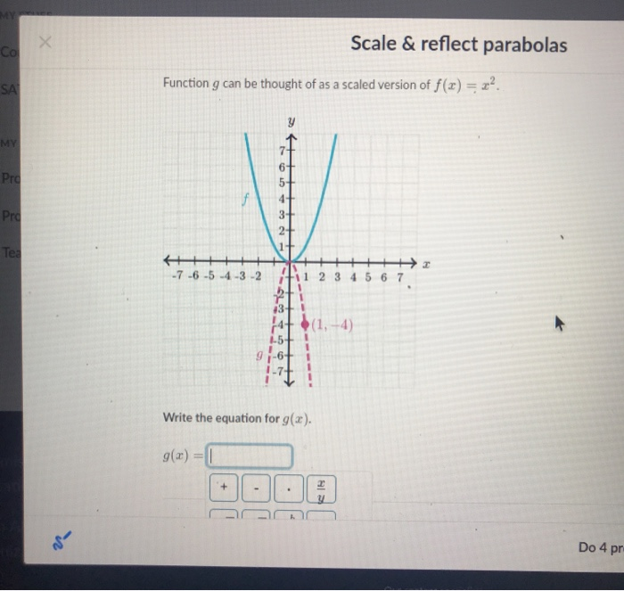 Solved Х Scale & reflect parabolas CO SA Function g can be | Chegg.com