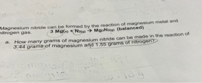 Solved Magnesium nitride can be formed by the reaction of | Chegg.com