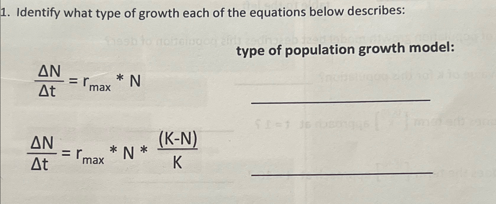 Solved Identify what type of growth each of the equations | Chegg.com