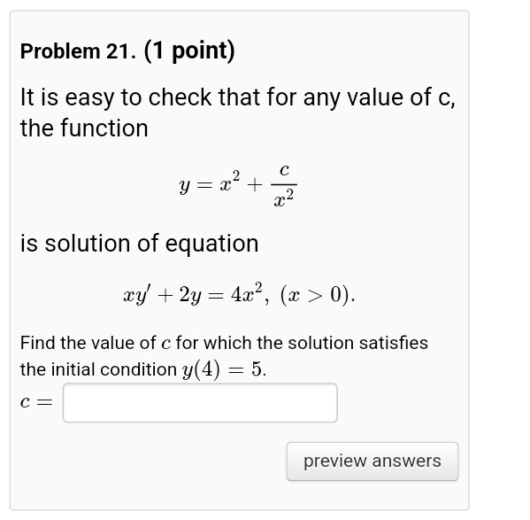 Solved Problem 21. (1 ﻿point)It is easy to check that for | Chegg.com