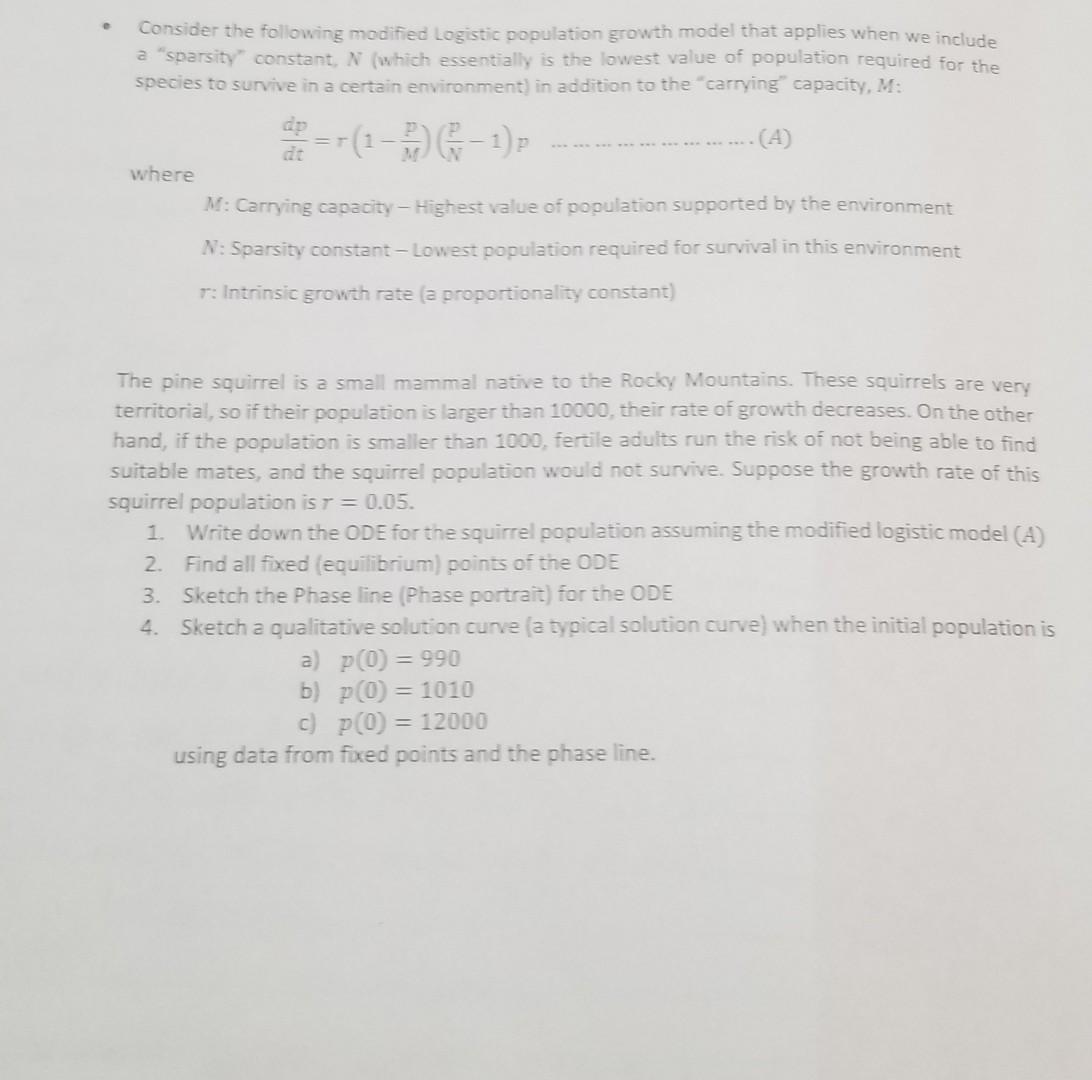 Solved Consider The Following Modified Logistic Population Chegg solved-consider-the-following-modified-logistic-population-chegg