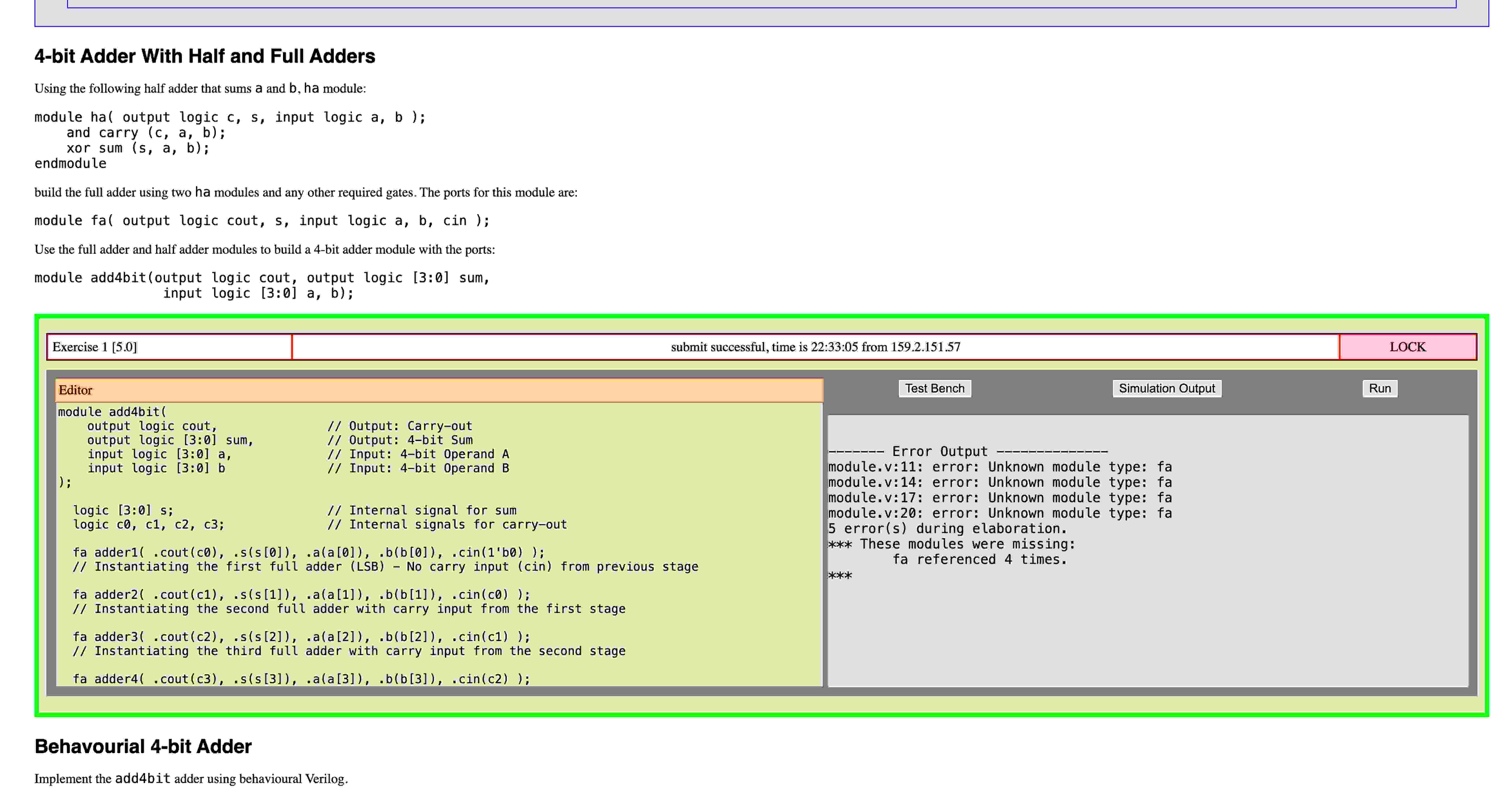 Solved 4-bit Adder With Half and Full Adders4-bit Adder With | Chegg.com