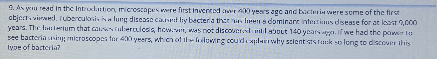 Solved As you read in the Introduction, microscopes were | Chegg.com