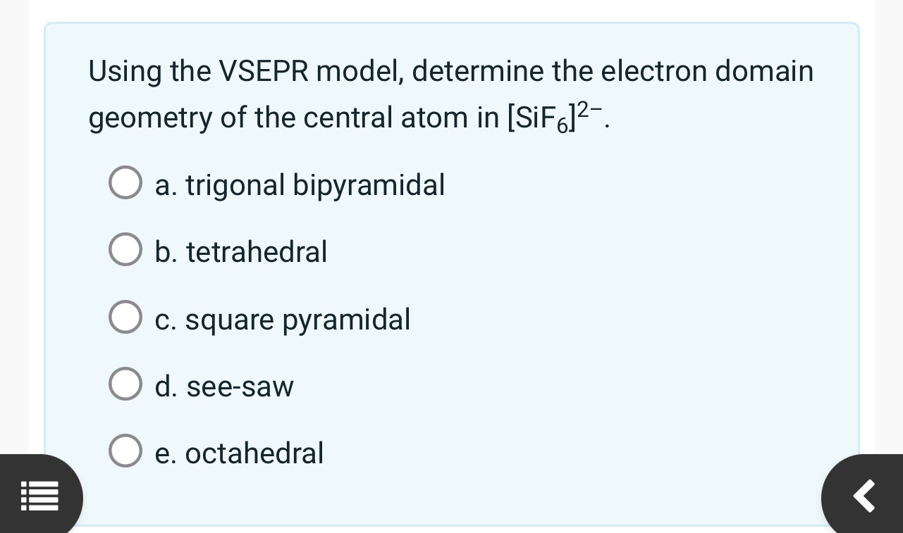 Solved Using the VSEPR model, determine the electron | Chegg.com